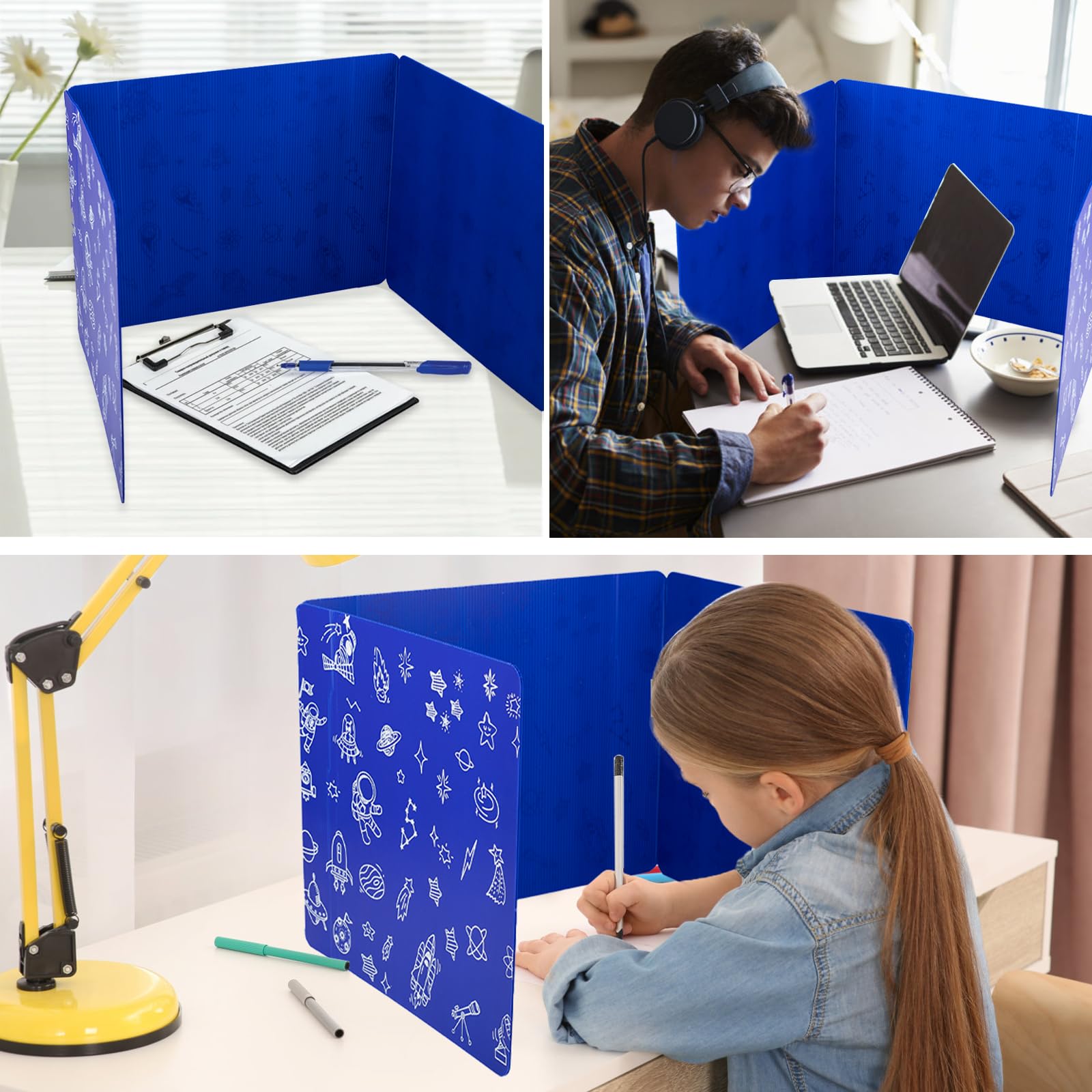 25-Pack Desk Dividers For Students, 3-Fold Privacy Screens, Durable ...