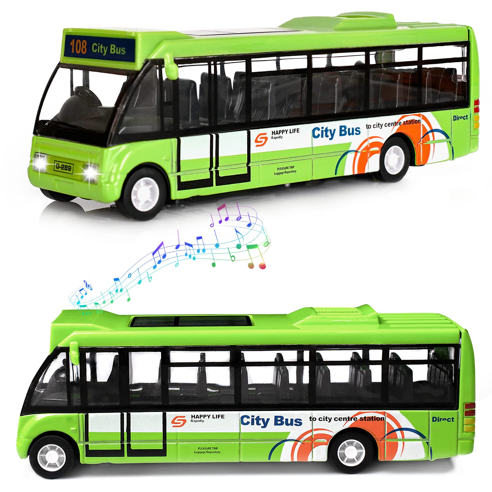 Crelloci City Bus Toy for Kids, Die Cast City Stagecoach Buses Pull ...