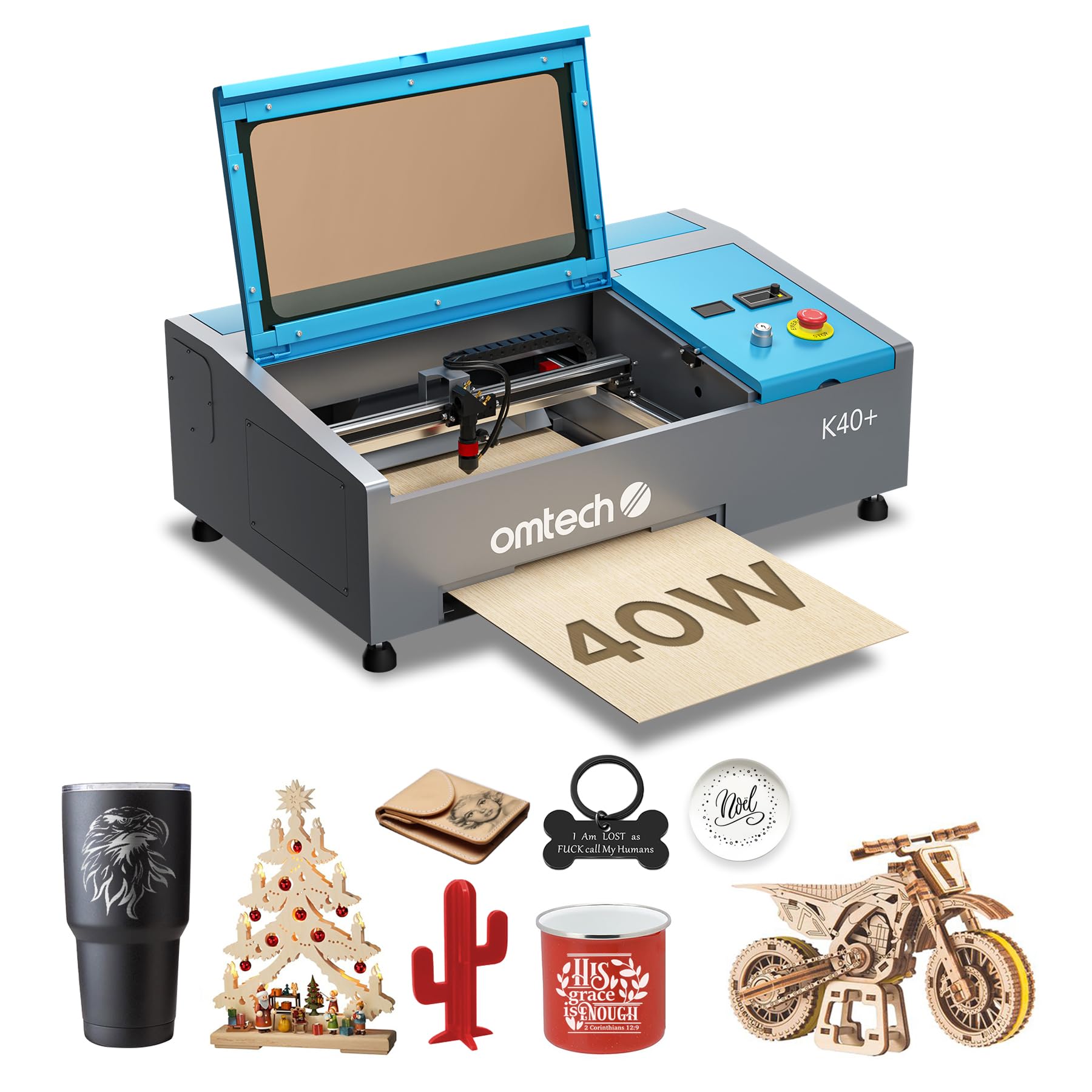 OMTech K40+ CO2 Laser Engraver, 8"x12" 40W Desktop Laser Engraving ...