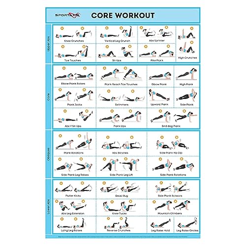 SPORTAXIS- Core Workout Poster with Coloured Illustrations- No ...