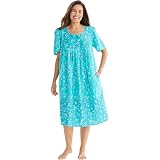 Only Necessities Women's Plus Size Mixed Print Long Lounger House Dress ...