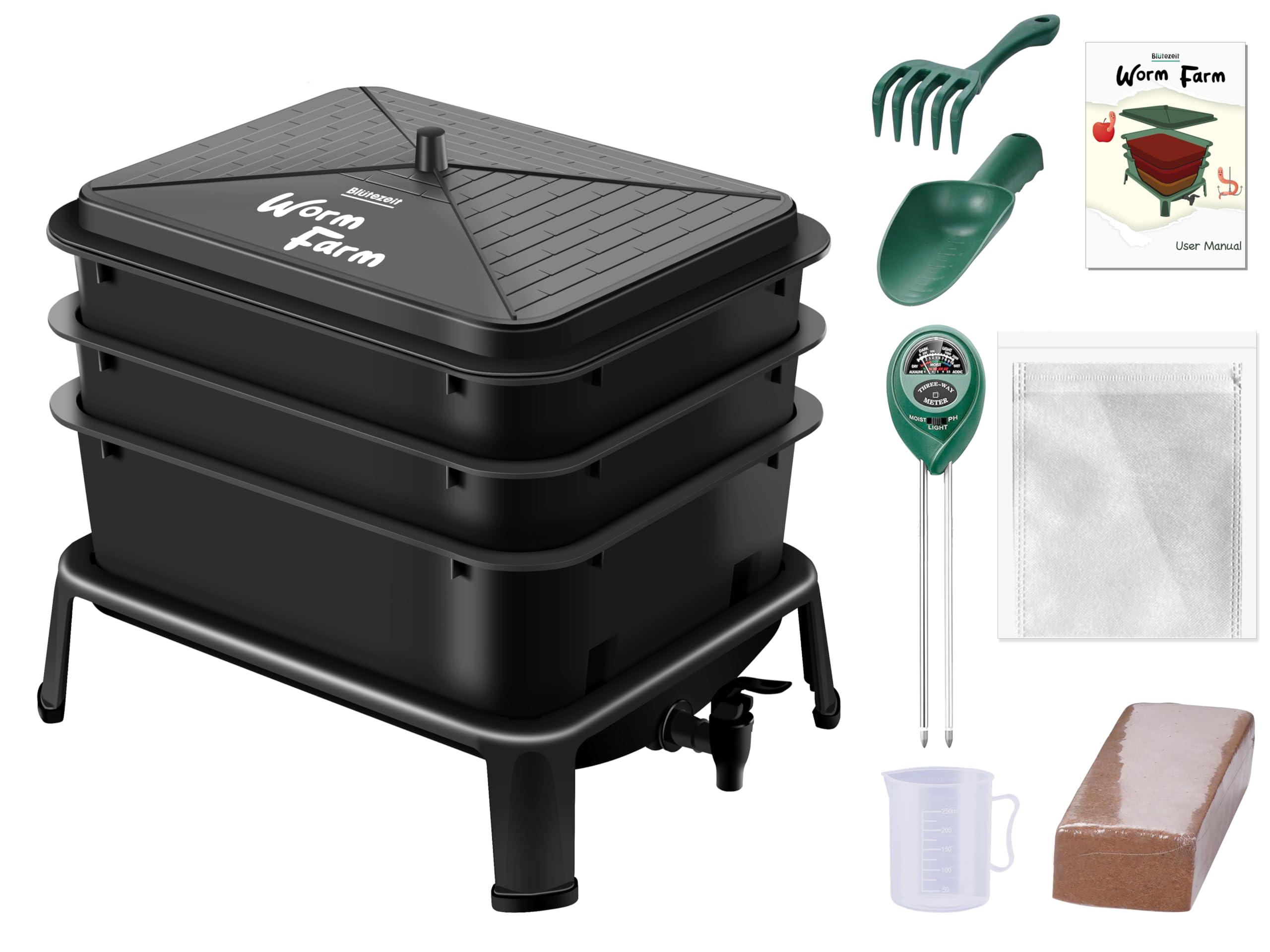 Mua Blütezeit Worm Composter 3-Tray, Worm Farm with Compost Worms Starter Kit for ...