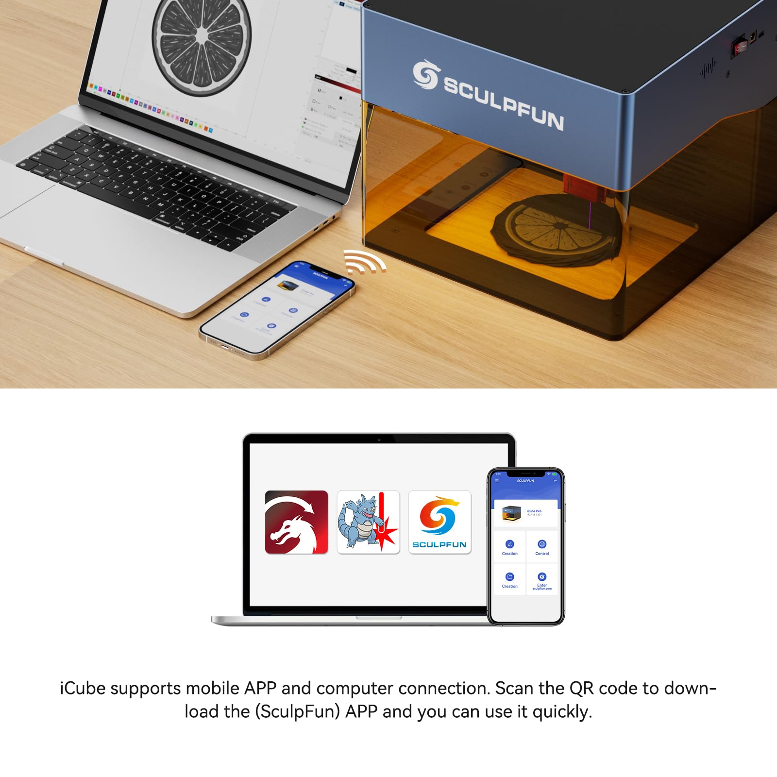 SCULPFUN ICube 3W Mini Laser Engraver, Laser Engraving Machine With 0 ...