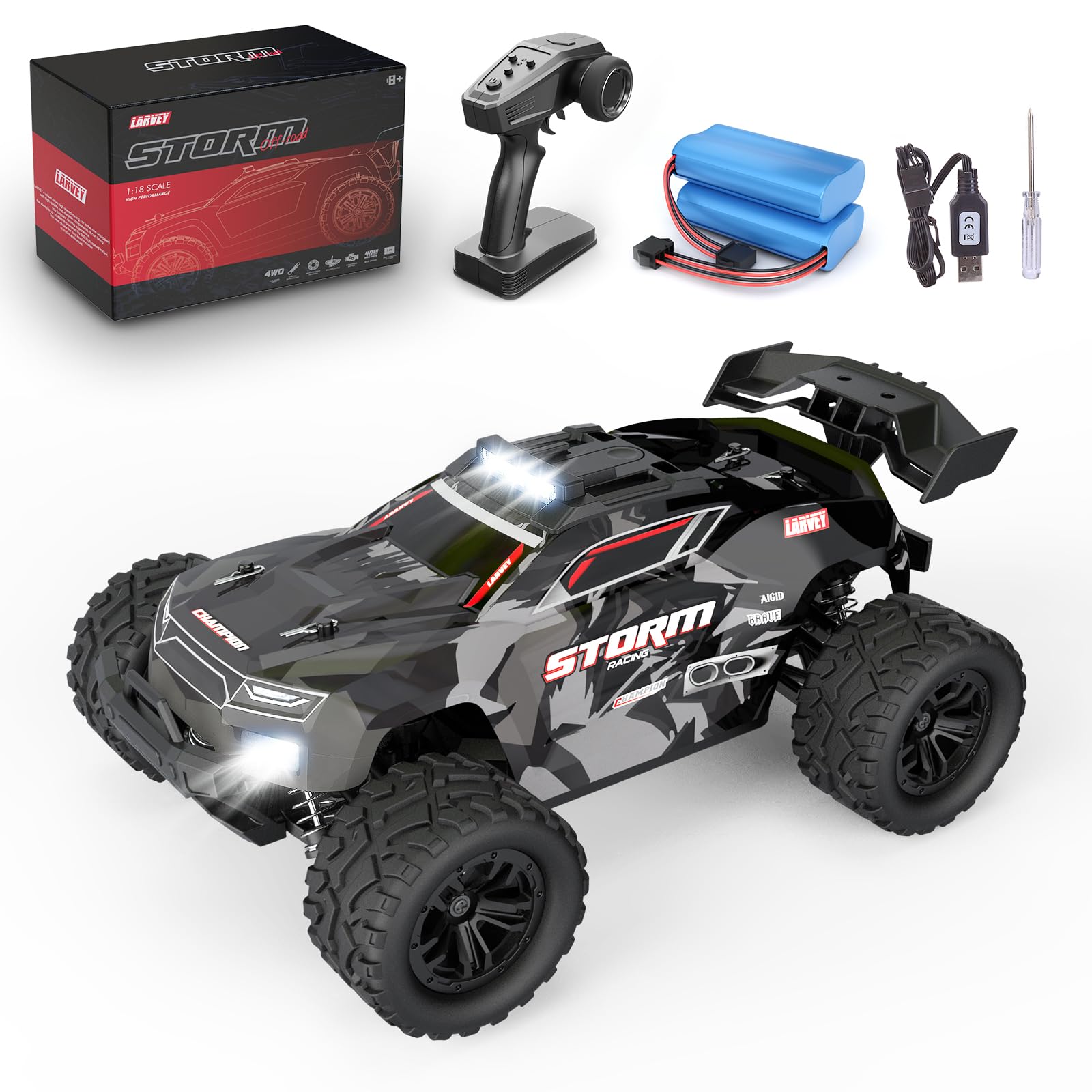LARVEY 1:18 Scale 40KM/H 4WD Off-Road High Speed Remote Control Car ...