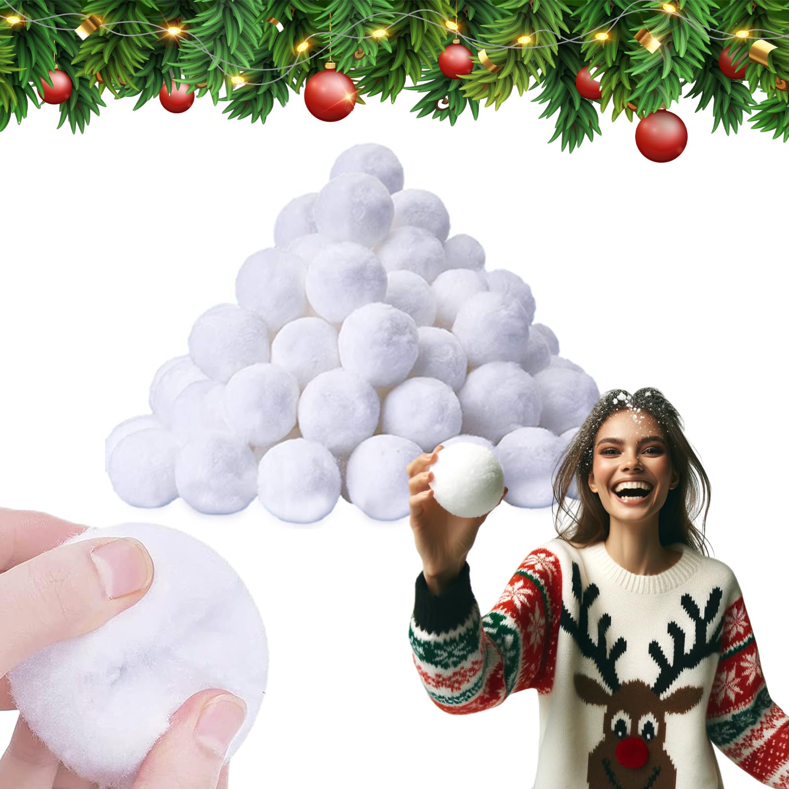Mua 50 Pack White Fake Snowballs, Soft and Realistic Artificial ...