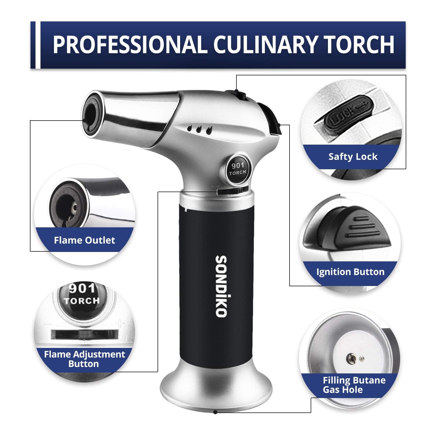 Mua Sondiko S901 Kitchen Burner, Refillable Crème Brulée Burner with ...