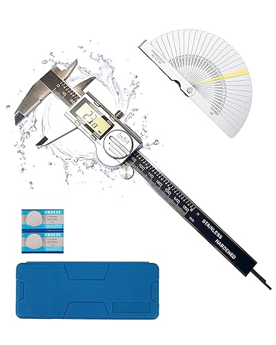 Digital Caliper Measuring Tool, 6 Inch with Feeler Gauges, IP54 ...