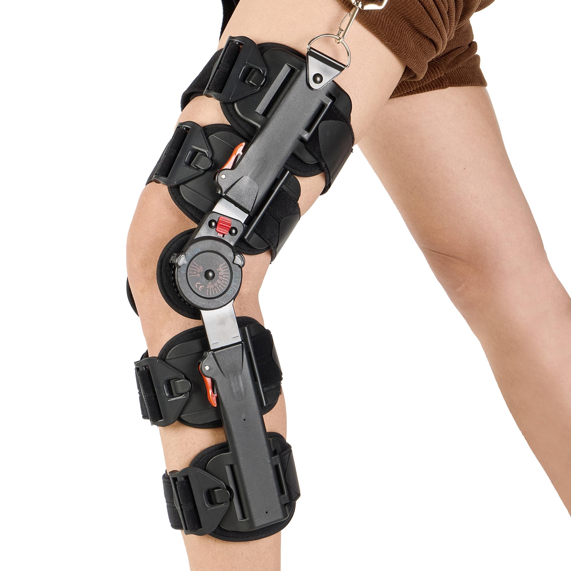 Hinged Knee Brace with Shoulder Strap, Post OP Medical Knee Stabilizer ...