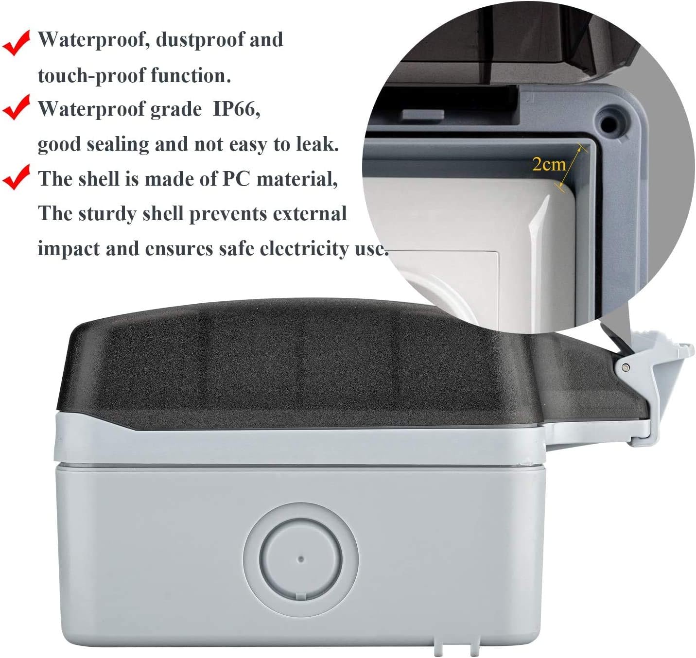 Single Outdoor Socket Waterproof Socket, Wall Electrical Outlets, IP66 ...