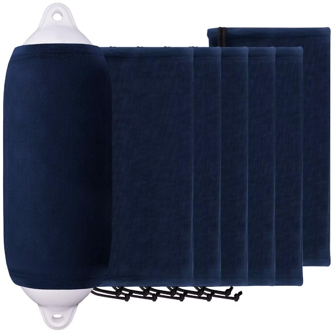 XMK Boat Fender Covers, 8" x 22" Navy Blue 6-Pack Fender Bumper Covers ...