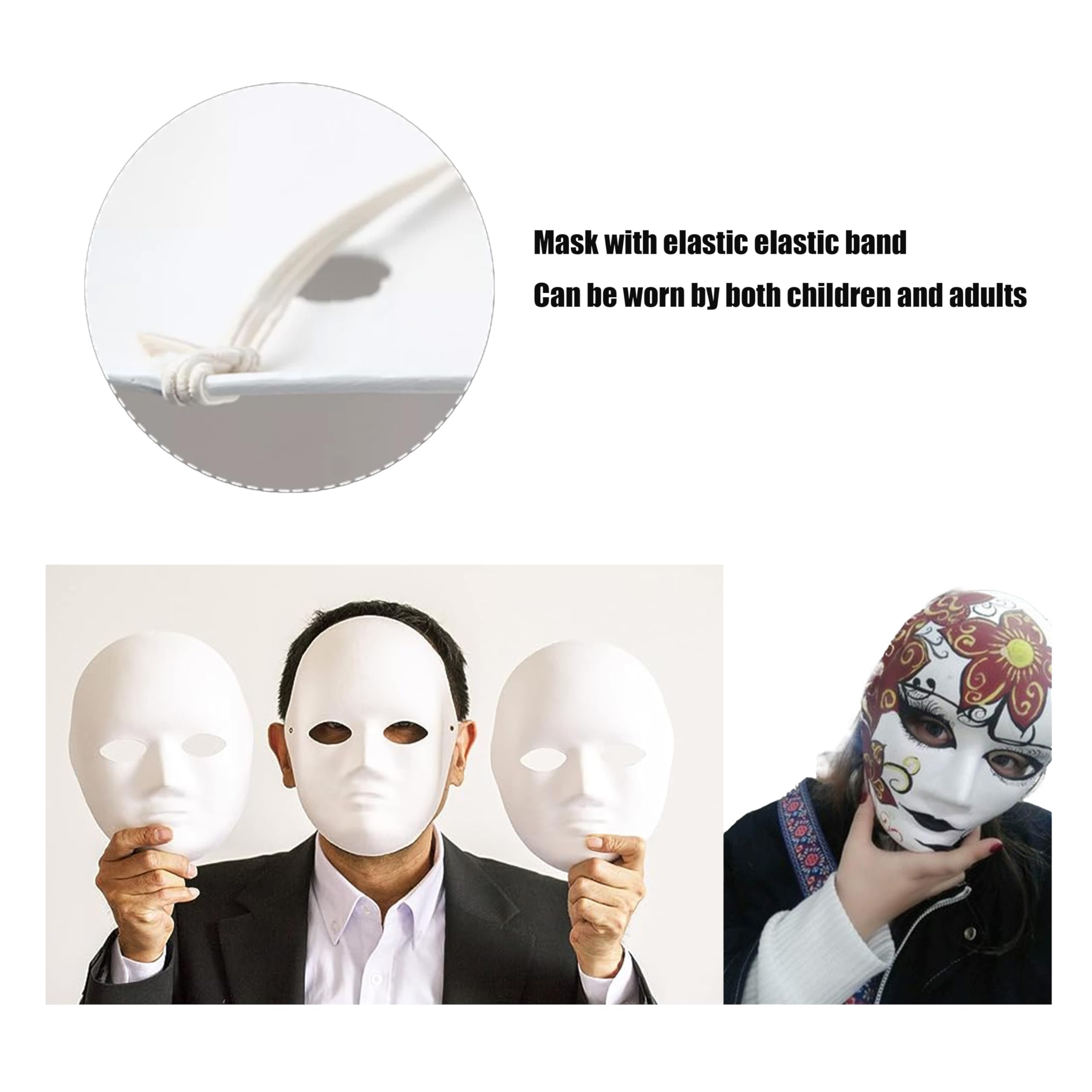 WoshilaoDS 10 Pcs DIY Full Face Masks, Blank White Paintable Paper ...