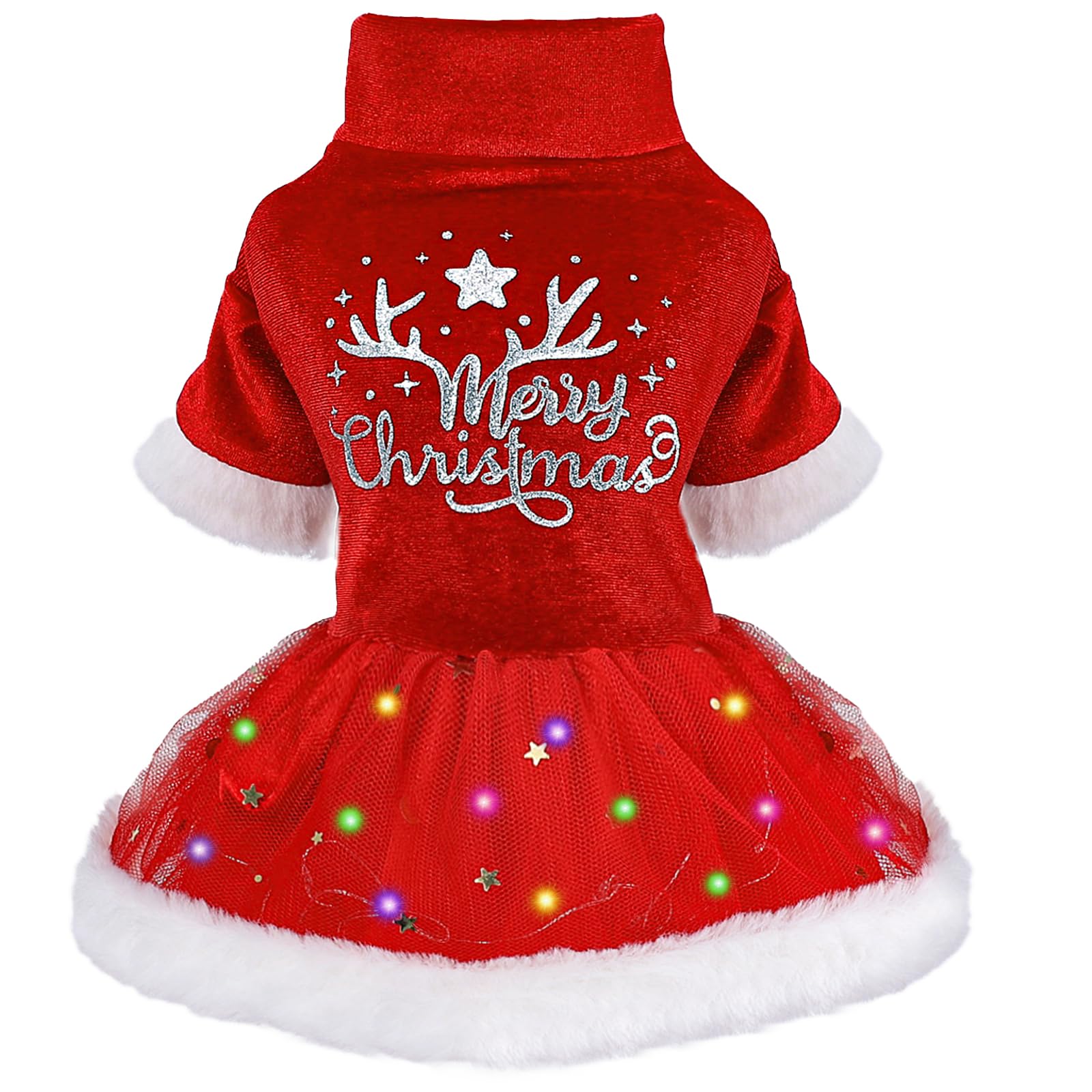 Dog Christmas Outfits, Dog Christmas Sweater Dress, LED Light Xmas ...