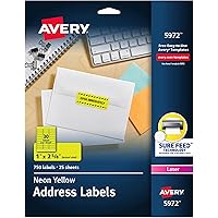 Amazon.com : Avery 5972 High-Visibility Laser Labels, 1 x 2-5/8, Neon ...