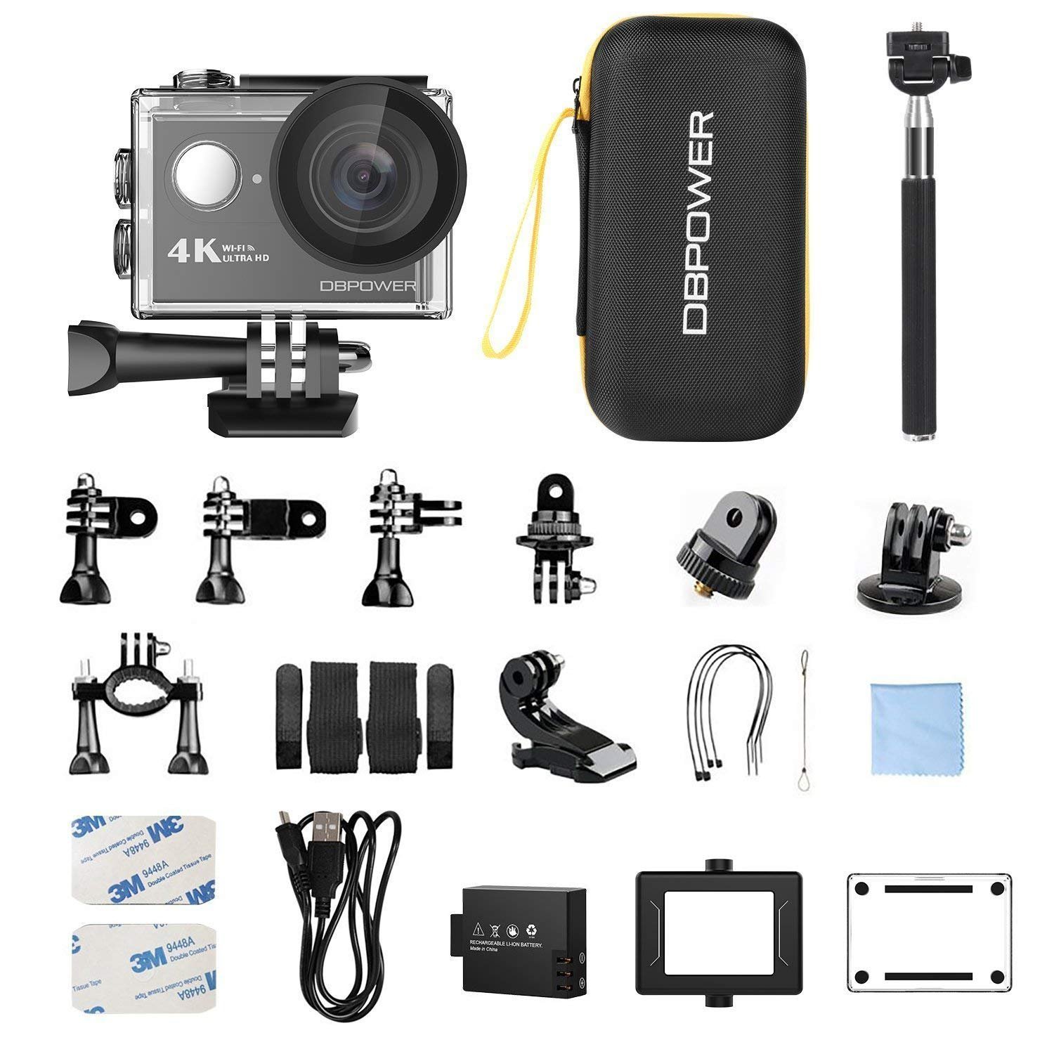 DBPOWER 4K Action Camera 12MP Ultra HD Waterproof Sports Cam with Built ...