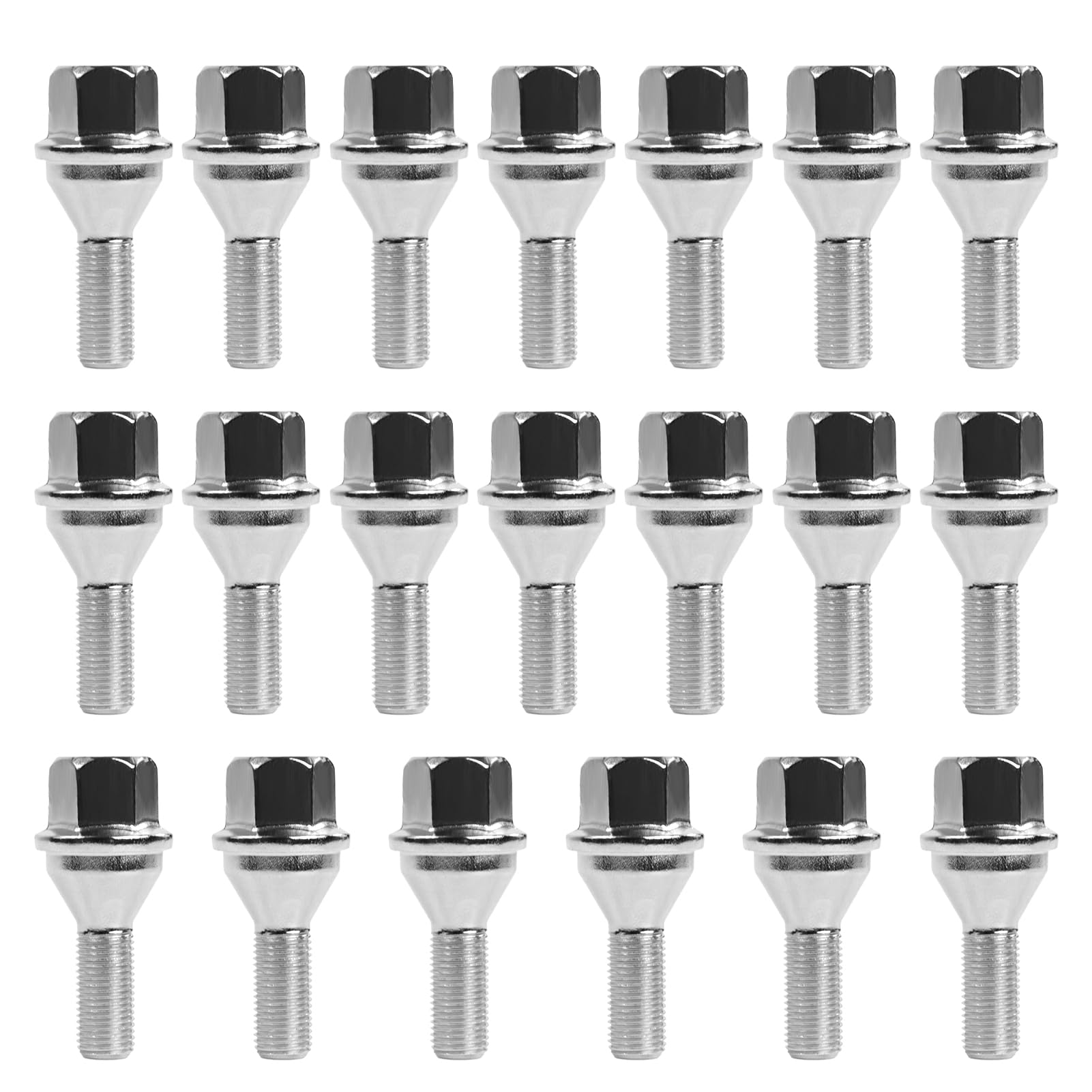 CHENACC M12x1.25 Wheel Lug Bolts, 20PC 17mm Hex Solid ET Chrome Studs ...