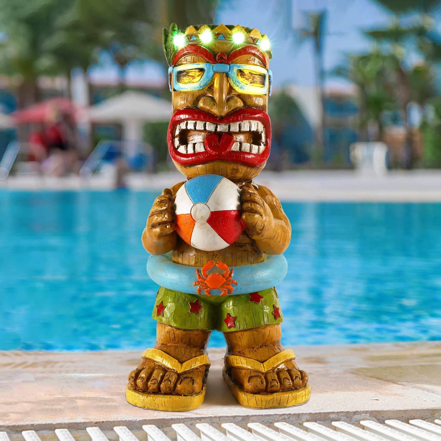 MIBUNG Large Float Tiki Garden Statue,Funny Tiki Decor Figurine with ...