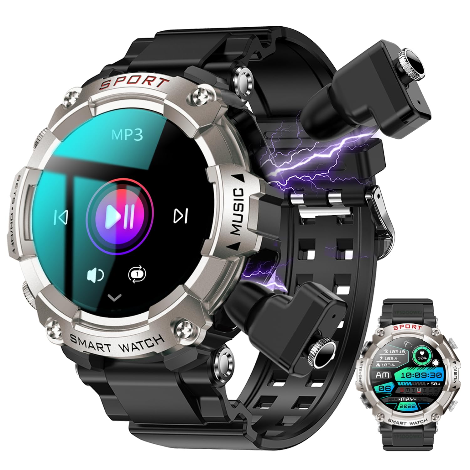 YPSDOOWKJ Smart Watch with Earbuds,1.52" Full Touch Round Screen ...