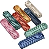 Amazon.com: WJINGS 4 Sets Wheat Straw Cutlery, Portable Cutlery Set, Reusable Travel Flatware ...