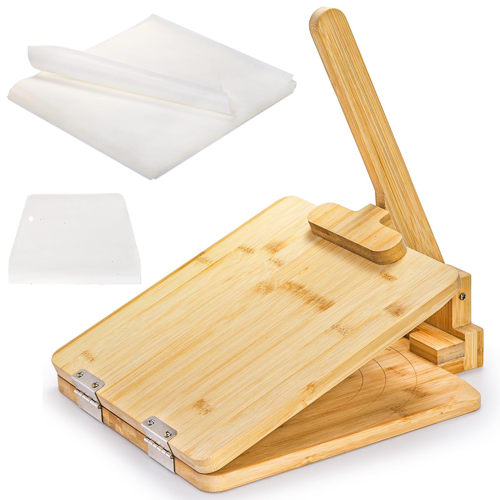 Coloch Bamboo Tortilla Press 10 Inch, Large Tortilla Maker with 60 PCS ...