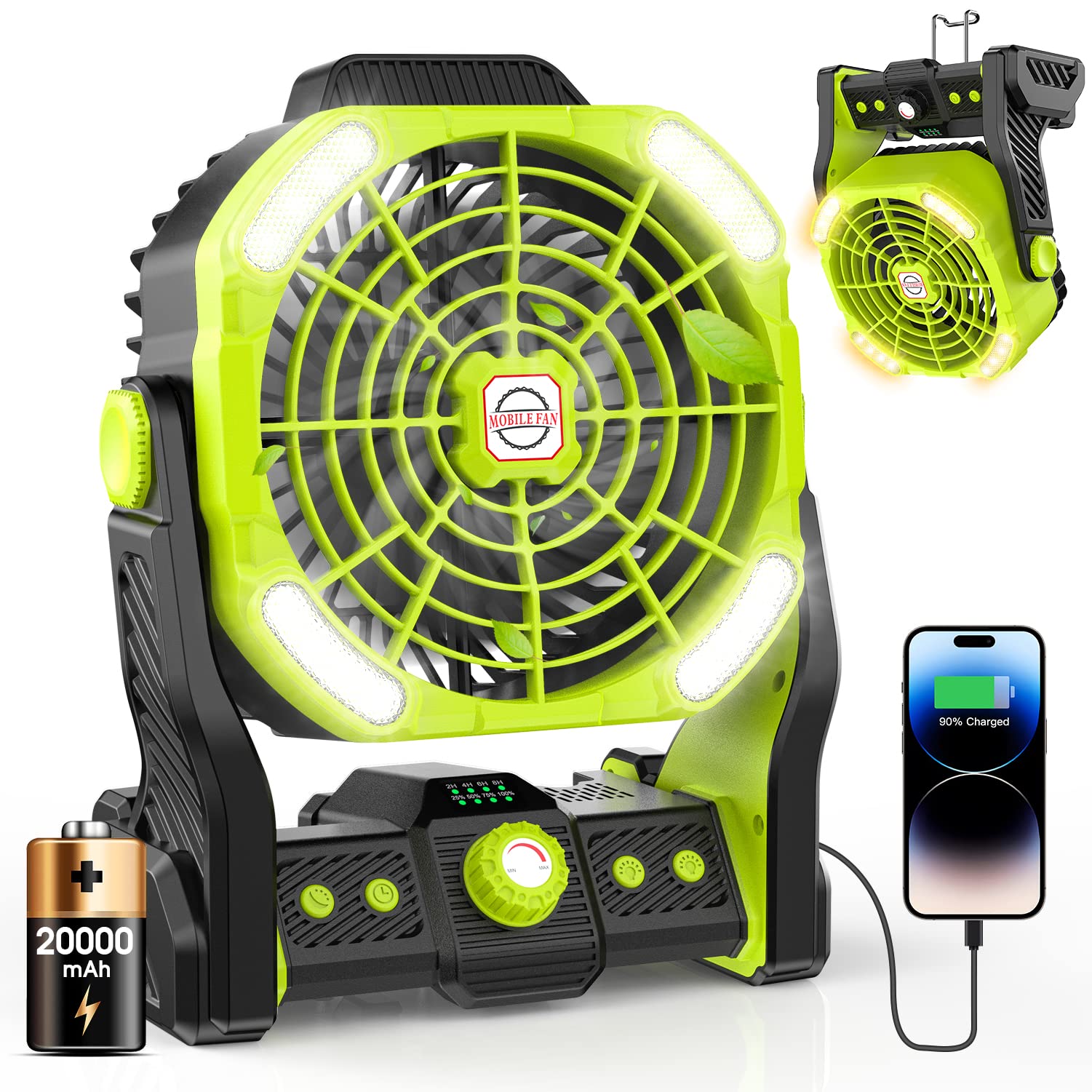 Mua 20000mAh Battery Powered Portable Fan - Rechargeable Outdoor ...