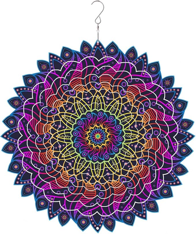 Amazon.com : 3D Mandala Wind Spinner Decorations Made by Stainless ...