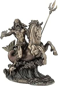 Amazon.com: Poseidon Riding Hippocampus with Trident Statue : Home ...