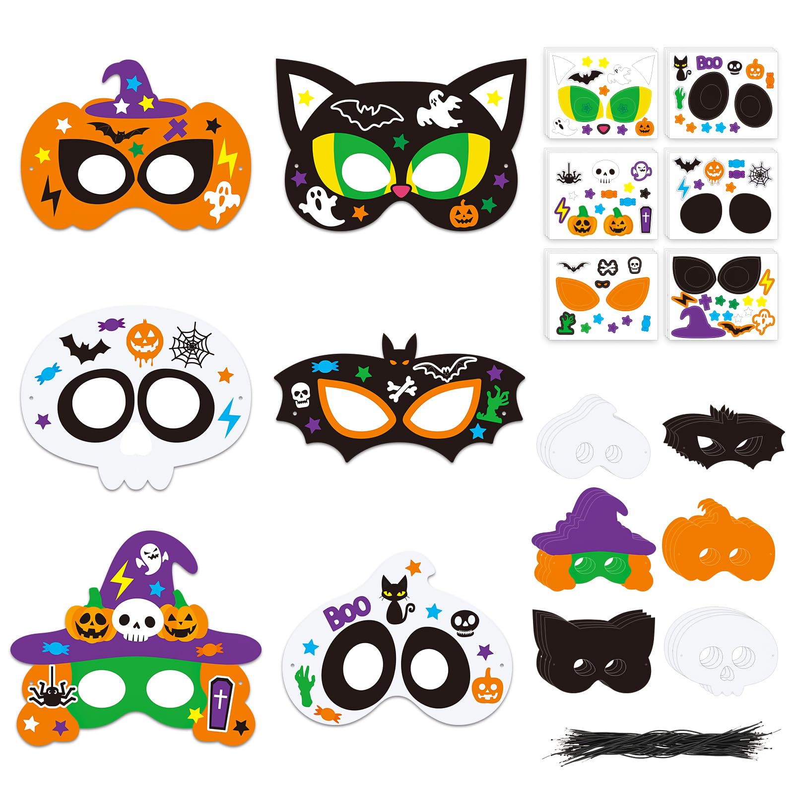 Mua 24 Sets Halloween Masks Craft Kits, Witch Pumpkin Ghost Paper DIY ...