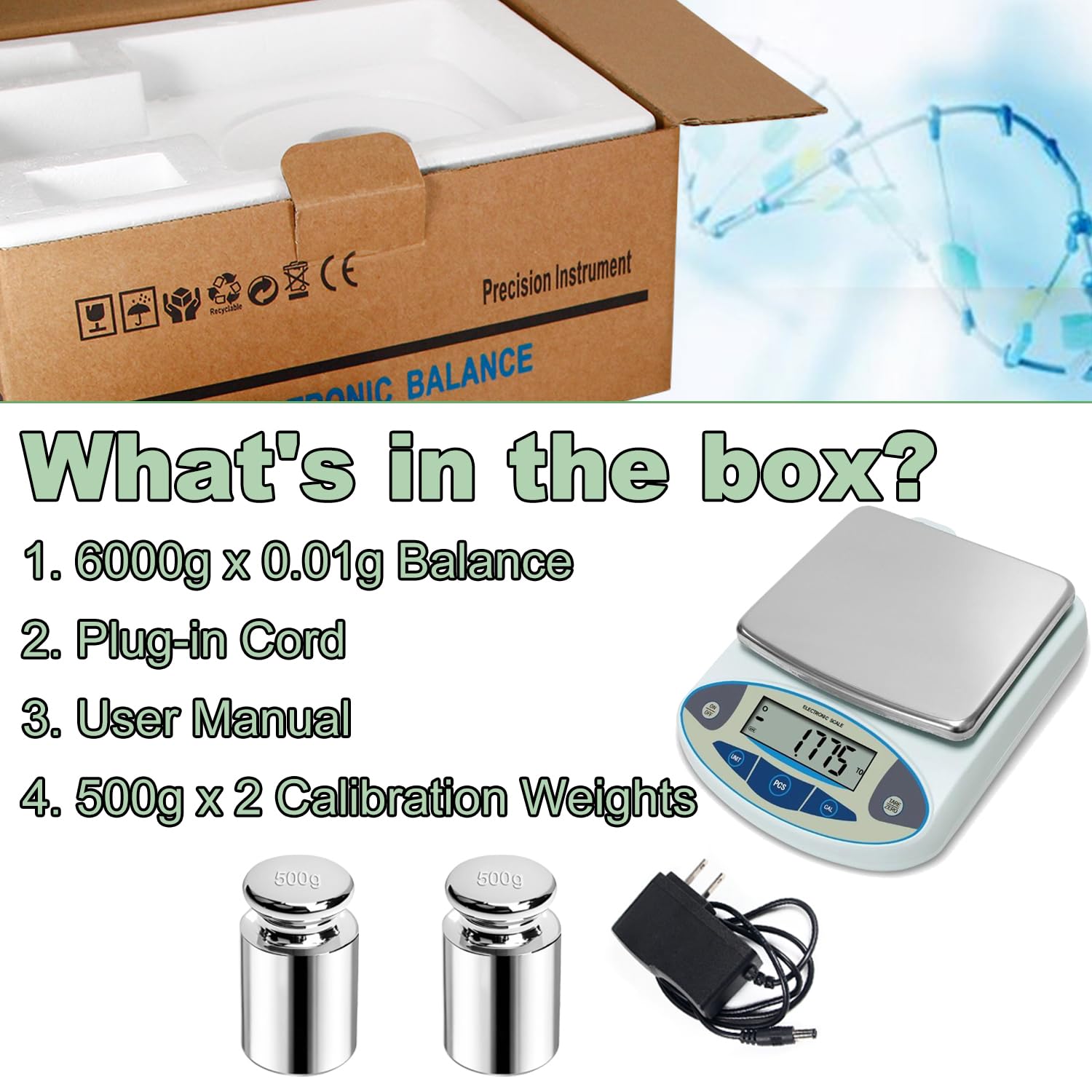 Lab Scale 6000g X 0.01g Accuracy 0.01 High Precision Electronic ...
