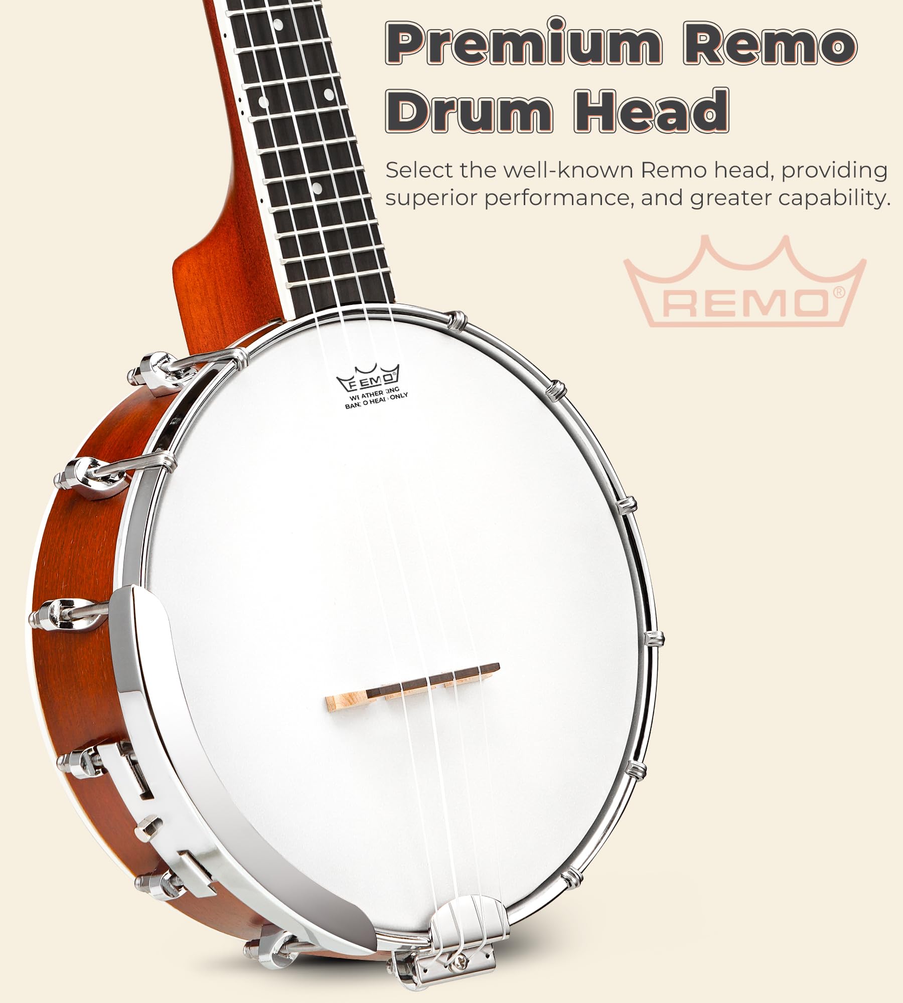 Mua Vangoa Banjolele 23 Inch with Premium REMO Head, Travel Mini Banjo ...