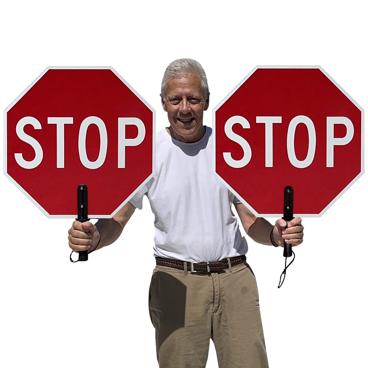 SmartSign Pack of 1, 18 x 18 inch Handheld “STOP - STOP” Paddle Sign ...