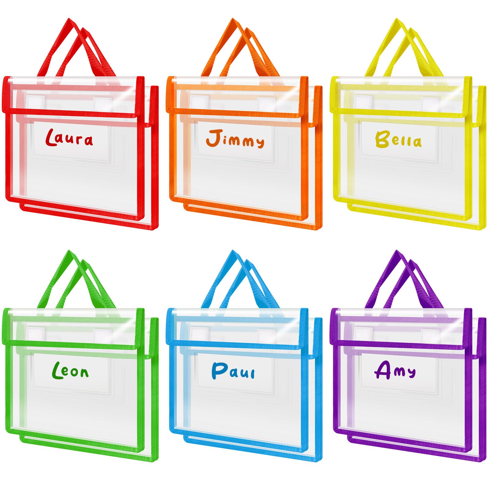 Teling 12 Pack Thick Clear Book Pouches with Blank Name Tags and ...