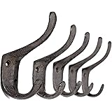Ambipolar Decorative Rustic Cast Iron Wall Mounted Coat Hooks (Set of 5 ...