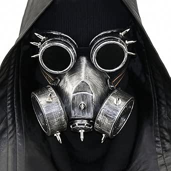 Amazon.com: HIBIRETRO Steampunk Metal Gas Mask with Goggles, Full Face ...