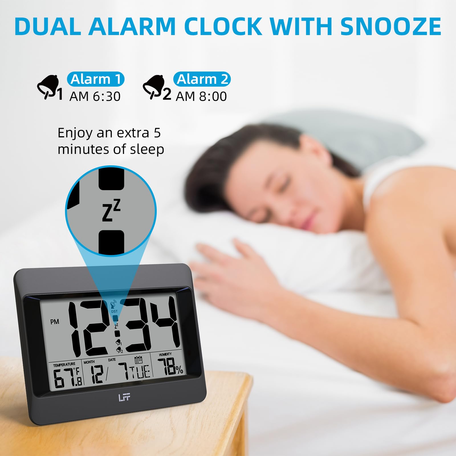 Mua LFF Atomic Clock, Auto Set Digital Wall Clock Battery Operated ...