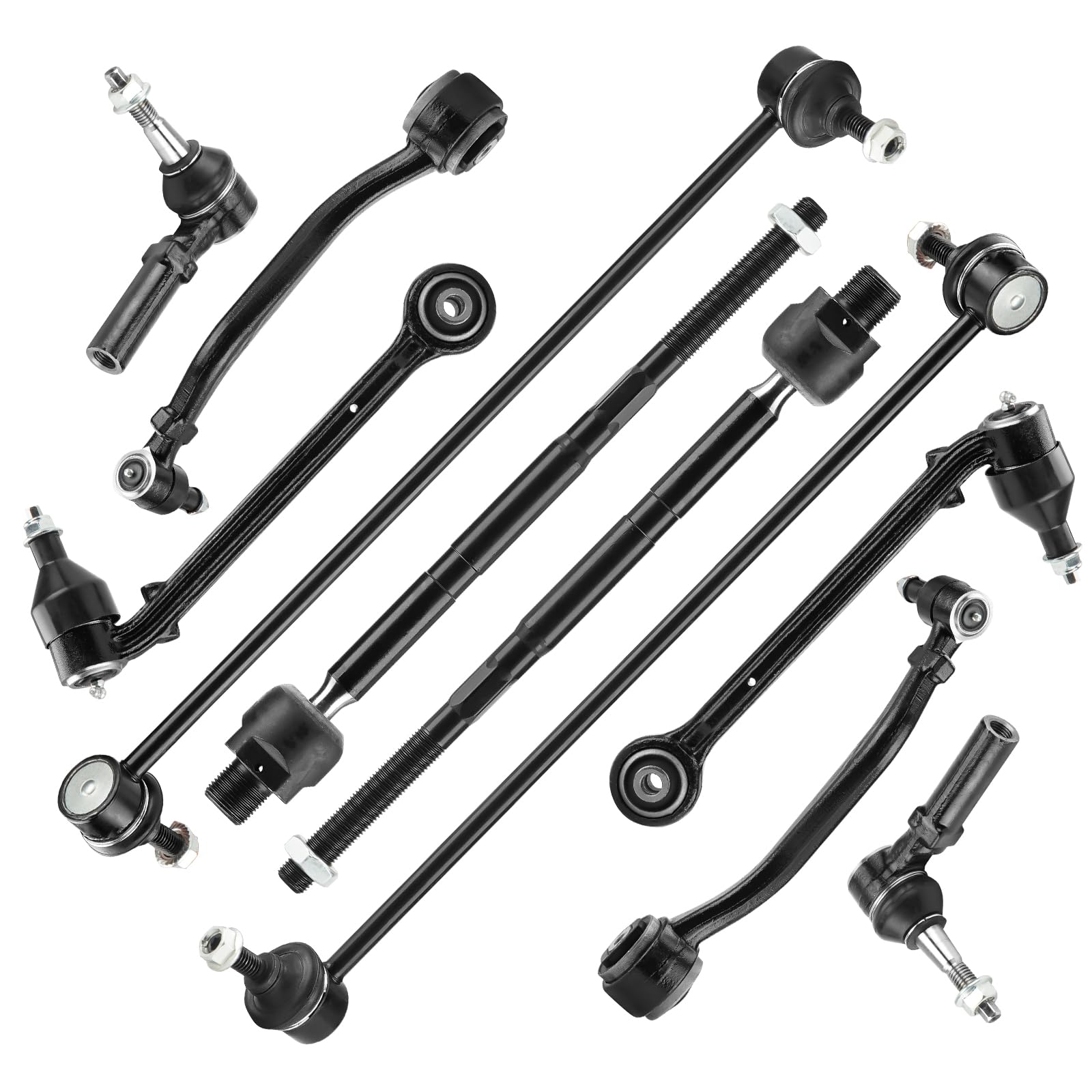 Front Lower Forward&Rearward Control Arms + Sway Bar Links + Outer Tie Rods Suspension Kit for ...