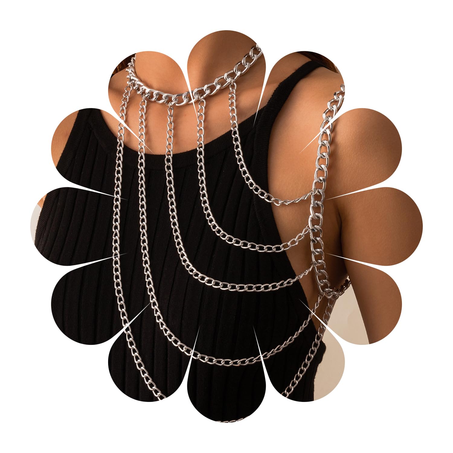 Silver Tassel Shoulder Chain Dangling Layered Party Sexy Body Chain ...