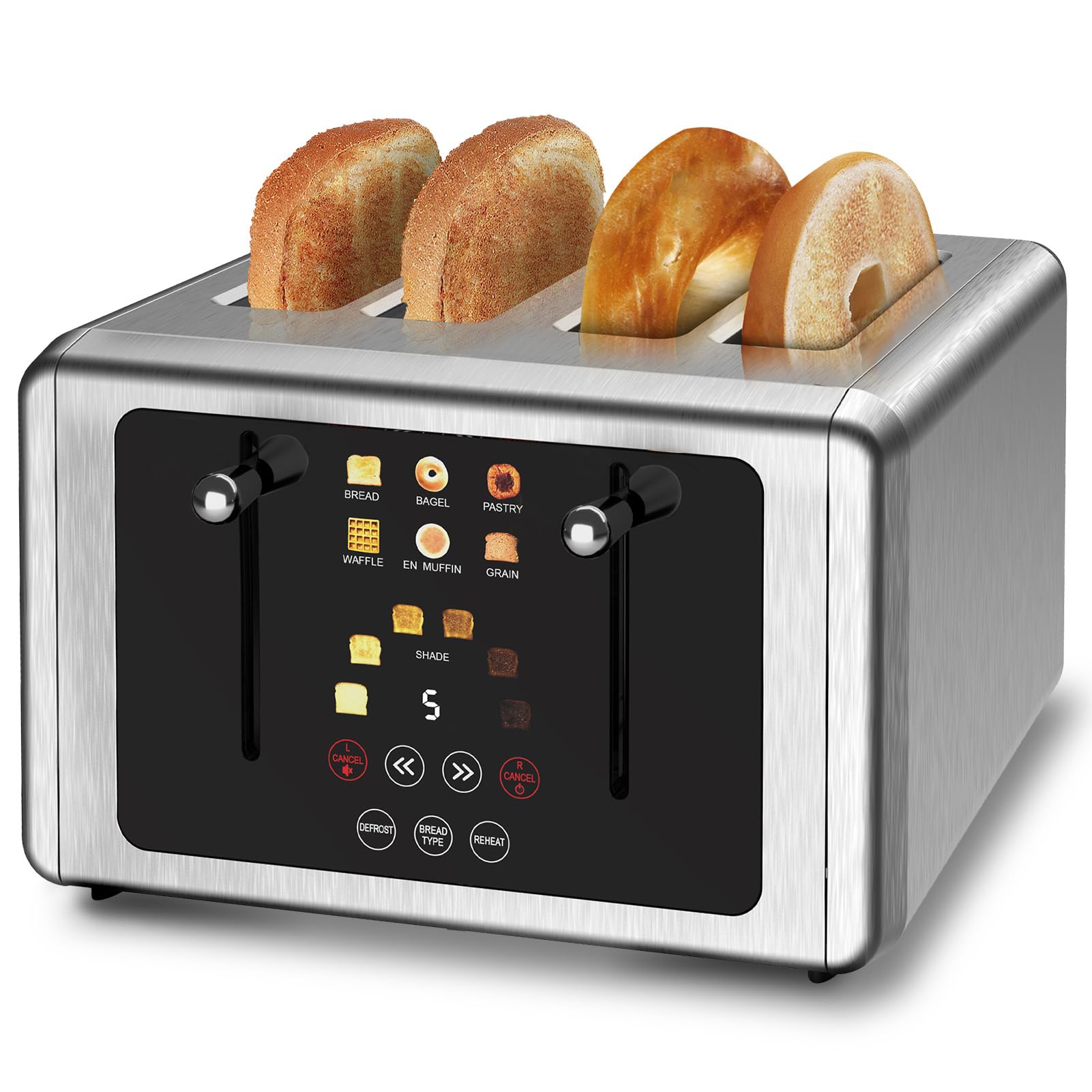 WUNLY 4 Slice Toaster, Touchscreen & Dual Independent Control Panel?5 ...