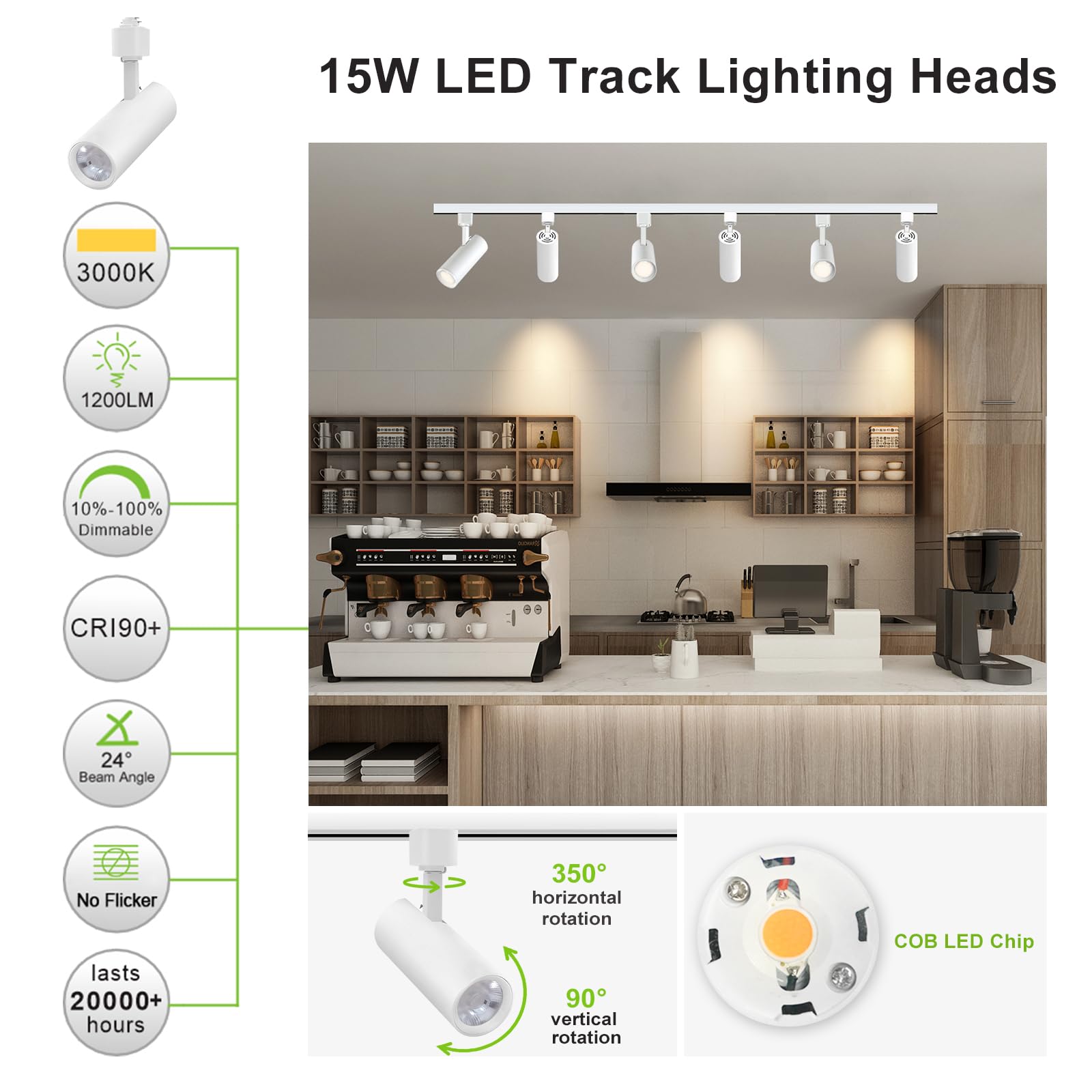 Mua Arcfox 15W 3000K Dimmable LED Track Lighting Heads Bright 3 Wire ...