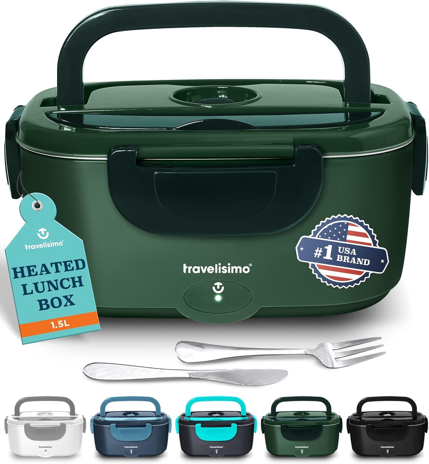 TRAVELISIMO Electric Lunch Box for Adults, 80W Heated Lunch Box 1.5L ...