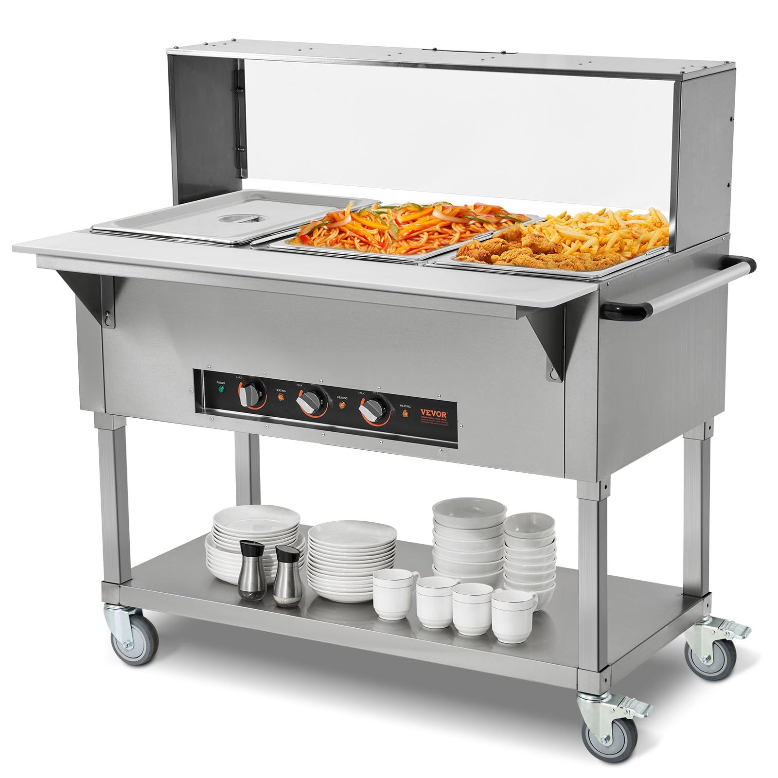 VEVOR 3-Pan Commercial Food Warmer, 3 x 20.6QT Electric Steam Table ...