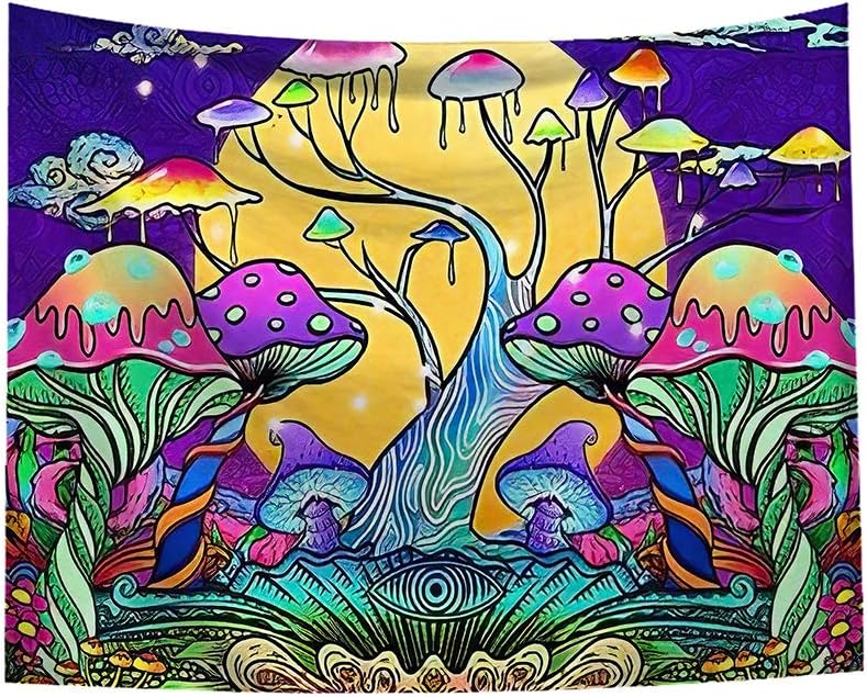 Psychedelic Smoke Trippy Tapestry Mushrooms Fantasy Plant Magical ...