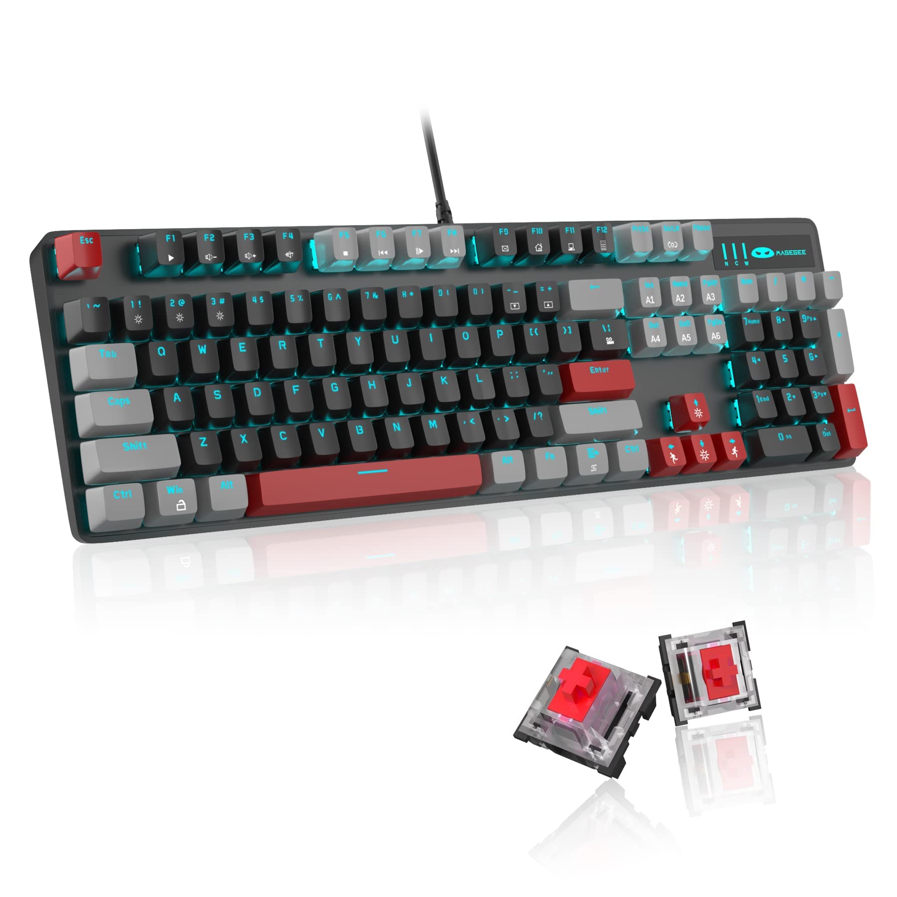 Mua Mechanical Gaming Keyboard, 104 Keys Blue Backlit Keyboard with Red ...