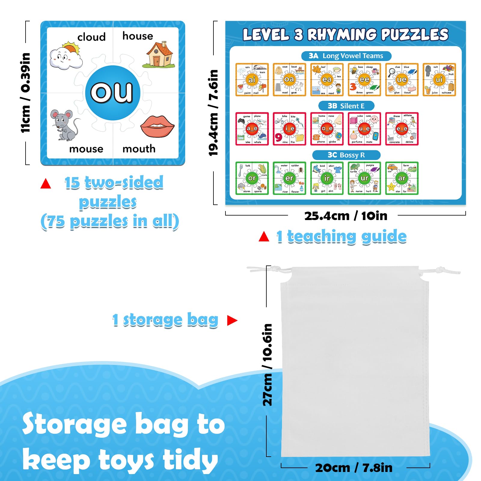 Mua Torlam Phonics Puzzle, Rhyming Games Phonics Games Flash Cards for Kids Toddler, Learn to ...