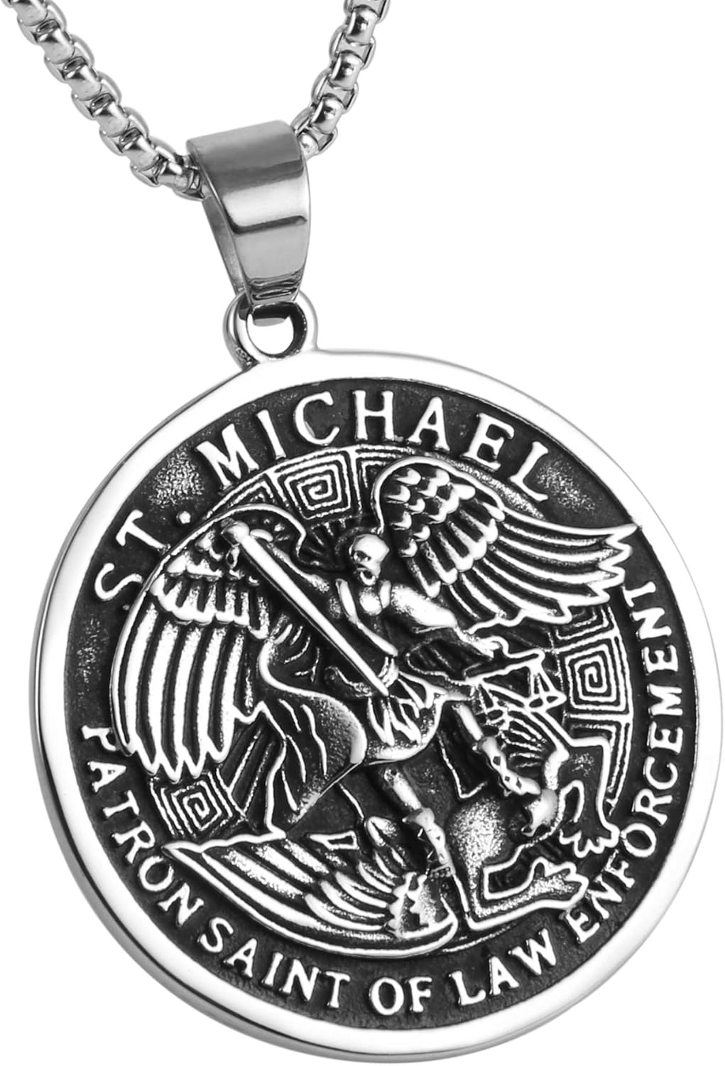 AsAlways Saint Michael Necklace, Personalized Engraving Protection ...