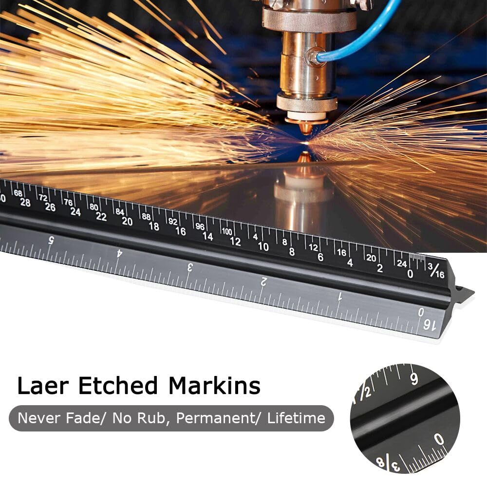 Mua Architectural Scale Ruler,12" Aluminum Architect Triangular Ruler ...