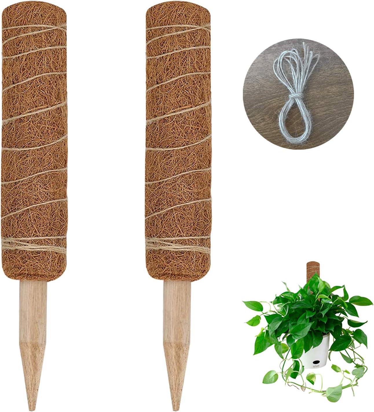 Fun Lites 2 Pack Coir Stick, 30cm(12″) Coco Coir Moss Pole, Coir Totem ...