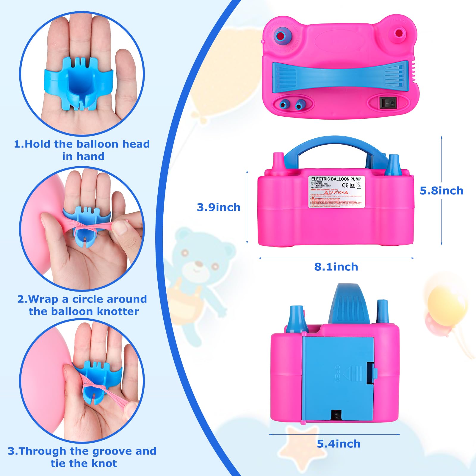 Mua Balloon Pump Electric, Portable Automatic Dual Nozzle Inflator 110V ...