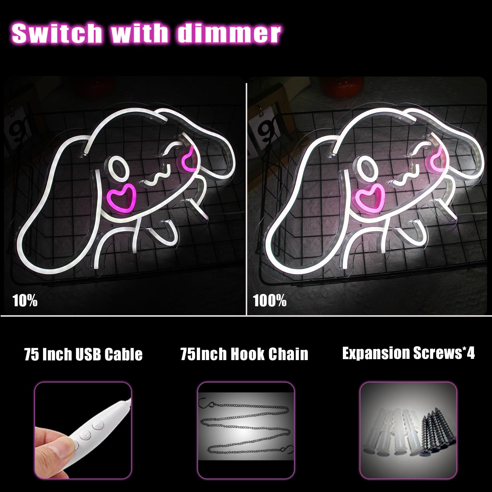 Mua Cinnamoroll Anime Neon Sign for Wall Decor Cinnamoroll Led Light ...