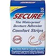 Amazon.com: Secure Comfort Strips Waterproof Denture Adhesive - Zinc ...