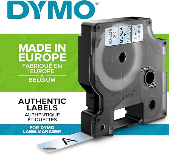 DYMO D1 Label Cassette Tape 12mm x 7M - Black on Clear: Amazon.com.au ...